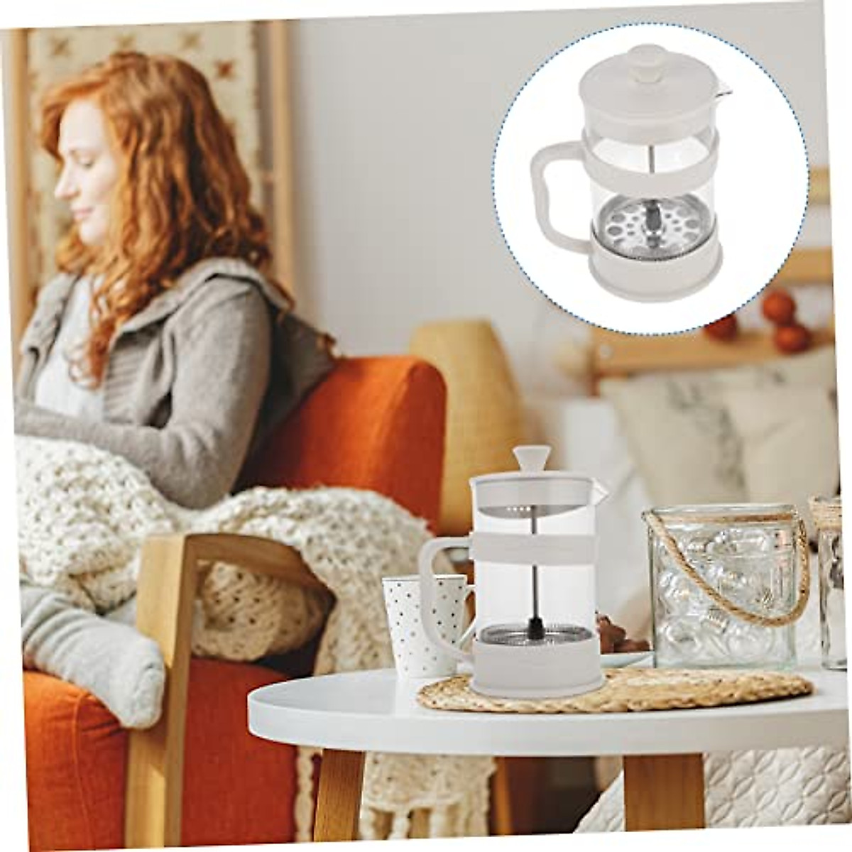 FELTECHELECTR Coffee Pot Portable Espresso Small Espresso Maker Teakettle Camping Kettle Press Tea Cold Brew Coffee Maker Coffee Carafe Concentrated Coffee Filter Machine White Plastic
