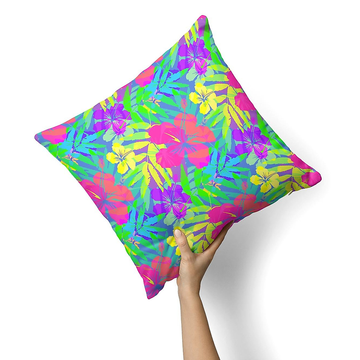 iiRov Summer Design Ink-Fuzed Decorative Throw Pillow - Tropical Fluorescent v1