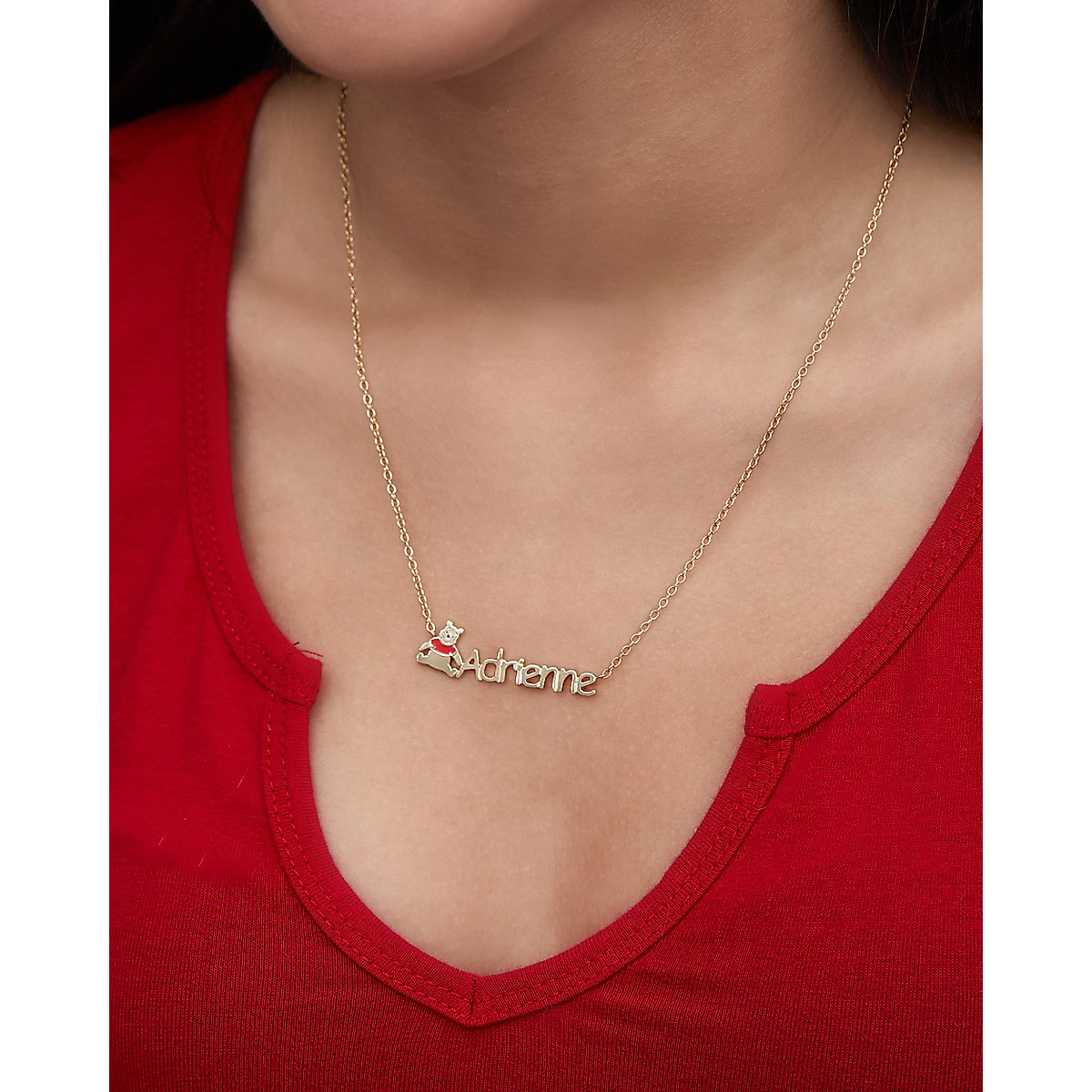 Disney Winnie the Pooh Custom Jewelry - Flash-Plated Name Necklace Personalized - Classic Pooh Bear Customized Name Pendant, Flash Plated