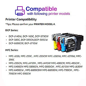 Tuobo Ink Cartridge Replacement for Brother lc61 Ink cartridges LC65 LC-65 LC-61 LC61 Ink Cartridges use with DCP-165C DCP-375CW MFC-J220 MFC-255CW MFC-J265W MFC-5490CN MFC-6490CW (3BK+3C+3M+3Y)