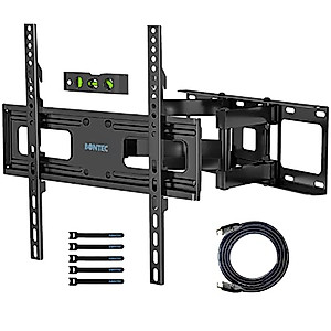 BONTEC Full Motion TV Wall Mount for 23-70” LED OLED Flat Curved TVs, Tilt Swivels Dual Articulating6 Arms TV Bracket Supports up to 99lbs, Max VESA 400x400mm, Fit 8” 16” Studs