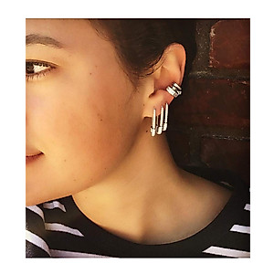 CZ Safety Pin Cartilage Sterling Silver Hoop Earrings for Women Girls Dainty Cubic Zirconia Dangle Drop Hypoallergenic Stud Post Pave Crystal Huggie Fashion Hoops Jewelry 20mm