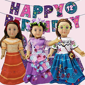 18 Inch Doll Clothes , 3 Pcs Magic Family Encanto Set Includes Mirabel, Isabella , Dolores, Costume Accessories Fits All 18 inch Girl Doll