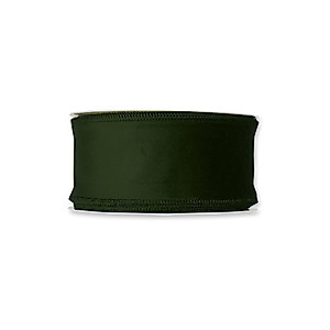 FloristryWarehouse Fir Green Christmas Velvet Fabric Ribbon 2 inches Wide on 9 Yards roll. Wired Edge