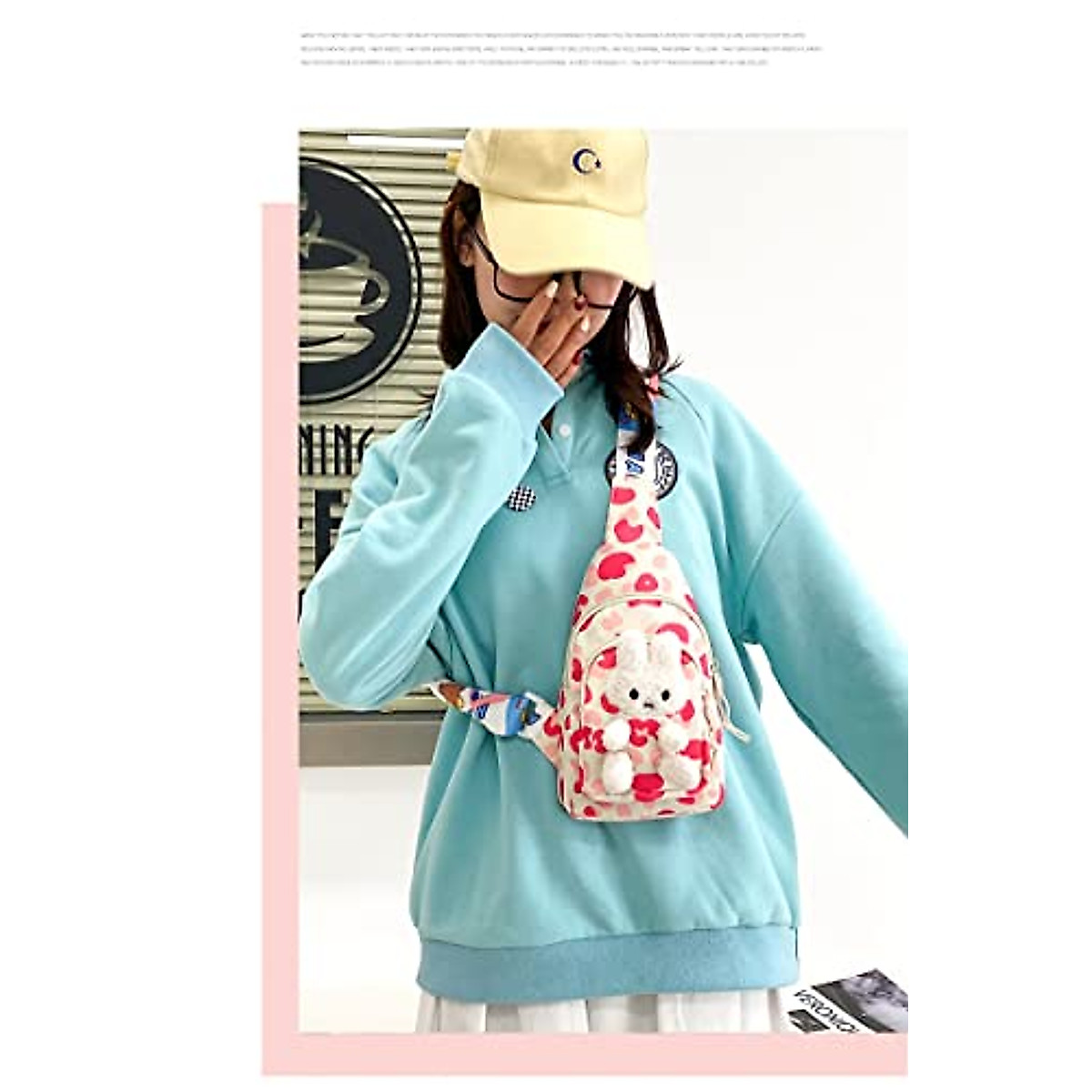 Hiflyer Kids Sling Bag, Kids Backpack Kawaii Bag Kids Travel Bag Chest Bag, Kids Crossbody Bag Mini Backpack for Girls (Pink)