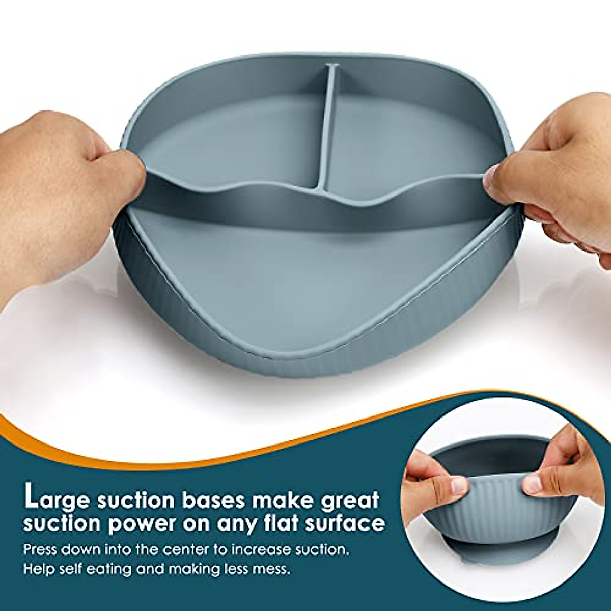 CSFICTS Baby Led Weaning Supplies - Silicone Baby Feeding Set - Suction Bowl Divided Plate Straw Sippy Cup - Toddler Self Feeding Eating Utensils Dish Set with Bibs Spoon Fork - 6 Months