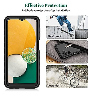 seacosmo for Samsung A13 5G Case, Full Body Shockproof Cover [with Built-in Screen Protector] Slim Fit Heavy Duty Lightweight Bumper Protective Phone Case for Samsung Galaxy A13 6.5 Inch - Black/Clear
