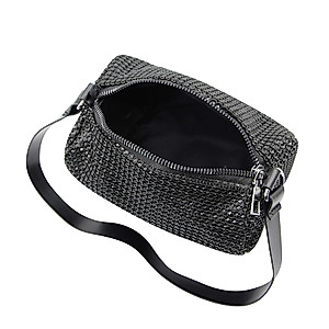 RARITYUS Women Crystals Sparkling Glitter Evening Clutch Handbag Mini Top Handle Purse with Chain for Party Wedding Prom