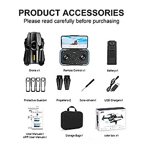 Tyranitar Mini Drone with 1080P Dual HD Camera, 2023 Upgradded RC Quadcopter FPV Camera Foldable Drone Toys Gift for Adults and Kids, One Key Start Speed Adjustment, 360° Altitude Hold Mode