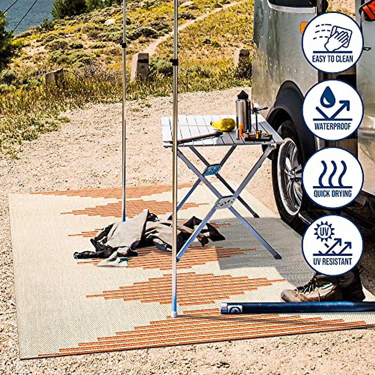 JONATHAN Y SMB204A-5 Vinales Diamond Stripe Indoor Outdoor Farmhouse Transitional Traditional Area Rug,High Traffic,Kitchen,Living Room,Backyard,Non Shedding,5 X 8,Beige/Terracotta