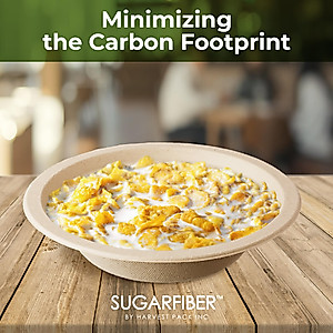 [50 Count] Harvest Pack PFAS Free 12oz Round Paper Bowls - Compostable Heavy-Duty Eco-Friendly Disposable Bagasse Bowls Sugarcane Natural Plant fibers for Meal Prep Takeout Dinnerware