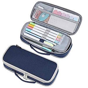 Tiyafuro Pencil Case, Portable Stationery Pencil Pouch, Handheld Pencil Bag with Zipper, Makeup Bag, Multifunctional Pen Pouch, for Boys Teens Adults Students School Office Supplies (Navy Blue)