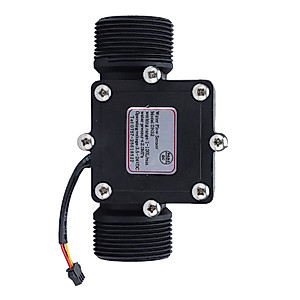 3.5-24V Water Flow Sensor NPN Output, G1.25 Brass Flow Rate Meter, in-Line Flowmeter with 2-120L/min for PLC Setup, Liquid Level Sensor