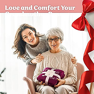 Gifts for Grandma Blanket, Grandma Gifts from Grandkids, Best Grandma Gifts, Grandma Birthday Gifts from Grandchildren, Gifts for Grandmother, Throw Blanket 65”x50” (Merlot Red)