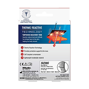 Mueller 64429 Sports Medicine FIR 4-Way Knee Support Sleeve for Men and Women, Gray/Blue, Medium/Large