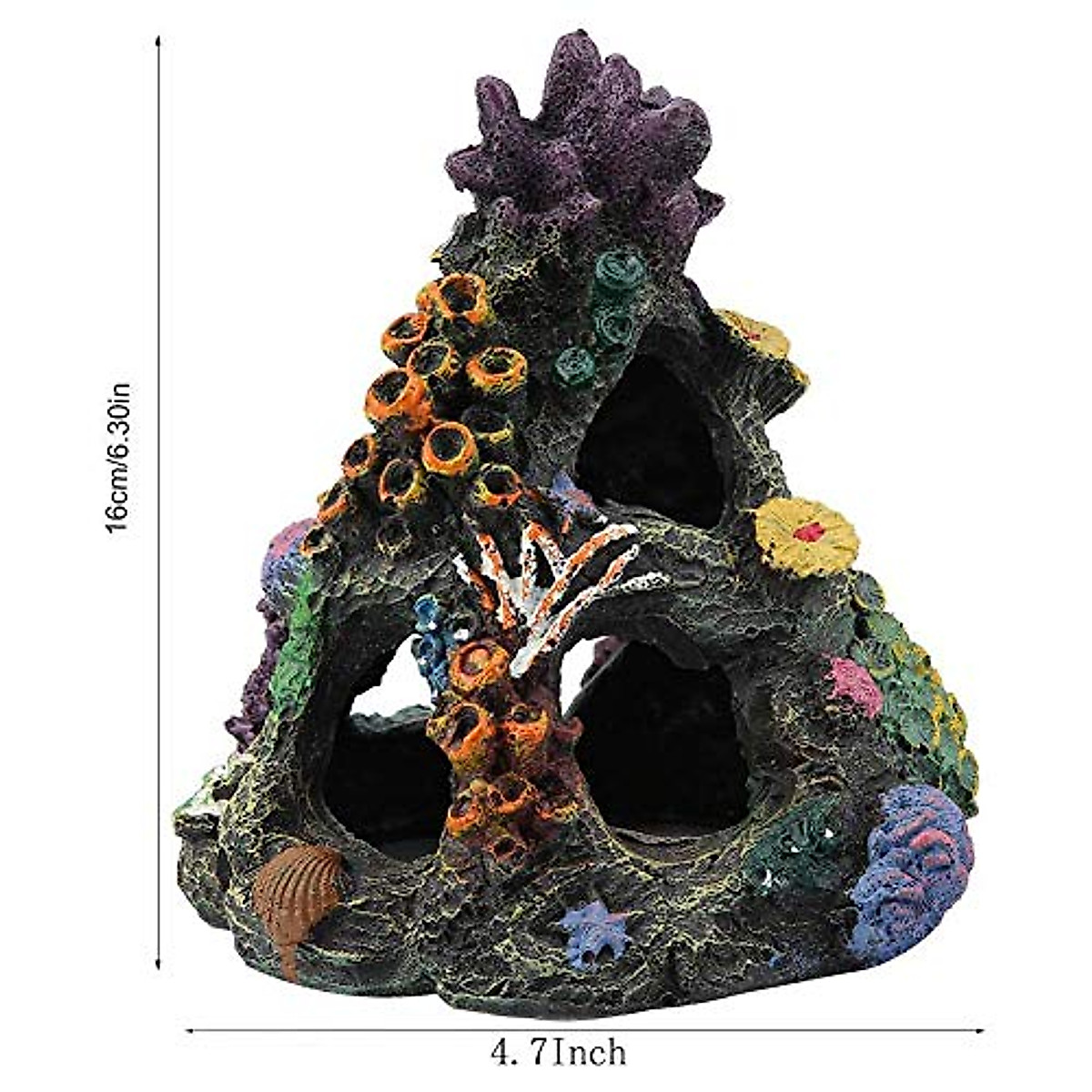 PINVNBY Coral Aquarium Decoration Fish Tank Resin Rock Mountain Cave Ornaments Betta Fish House for Betta Sleep Rest Hide Play Breed
