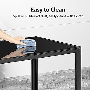 Bonnlo 5 Piece Modern Table Set for 4,Kitchen Table and Chairs for 4,Black Glass Small Kitchen Table and PU Leather Chairs for Dining Room Small Spaces,Metal Frame,Black