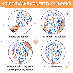 Orange and Blue Balloons, 50pcs 12 Inch Orange Blue Balloons Retro Blue Balloons Confetti Blue Orange With Ribbons for Birthday Baby Shower Graduation Engagement Party Decorations