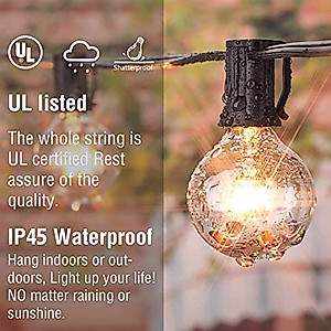 Svater Outdoor String Lights 100ft Shatterproof, Globe Patio Lights with 50pcs Plastic Bulbs, 2700K Warm White, IP45 Waterproof, Connectable Hanging Lights for Patio Balcony Party Porch