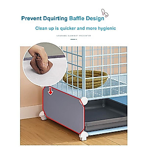Rabbit Cage Indoor Bunny Hutch 2 Tier Large Guinea Pig Hamster House Small Animals Outdoor Pet with Removable Pull-Out Trays Waterproof Roof Accessories for Ferret Chinchilla Hedgehog,Blue