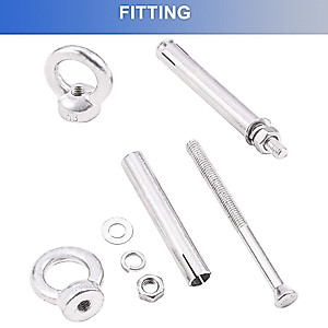 Amycheer Ring Lifting Expansion Eyebolt Screw Bolt 304 Stainless Steel Closed Hook Anchor Eye Bolt Wall Concrete Expansion Screws Bolts M6x80mm 5 Pack
