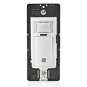 Leviton DHS05-1LW Humidity Sensor Switch for bathroom exhaust fan, automate ventilation, air circulation, moisture control,  ¼ HP, Single Pole, White