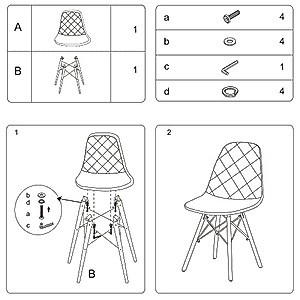 CangLong Mid Century Velvet Upholstered Dining Chair with Wood Legs for Kitchen, Dining, Living, Guest, Bed Room Side Chair, Set of 2, Dark Grey