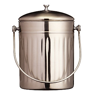 Kitchen Craft Large Food Waste Bin, Stainless Steel, 5 Litre
