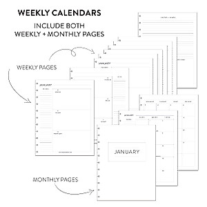 BetterNote 2024 HORIZONTAL Calendar Refill for Disc Notebook, Fits Levenger Circa, Staples Arc Jr, TUL Office Depot, Happy Planner, InkWell Press, MAMBI, NOTIQ (Modern, 11-Disc, 8.5"x11")
