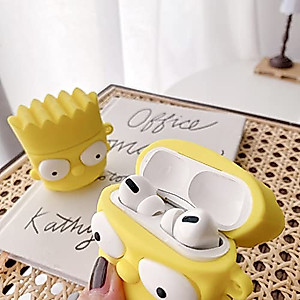 Aikeduo for Airpods 2 Case Cute Funny Cartoon Character Simpsons Cartoon Unique Cover Cool Keychain Skin Fashion Animal White Bear Cases for Girls Kids Teens Boys for Airpods 1 Case (Simpsons)