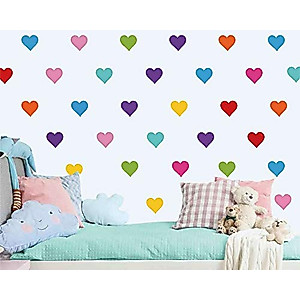 336pcs/pack Multicolor Hearts Wall Stickers for Kids Room Baby Girl Home Decor Decals AD03 (Color 1)