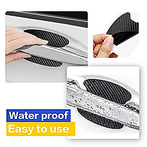 Reswish 4PCS Car Door Handle Sticker,Car Door Handle Scratch Protectors,Universal Paint Guard Car Door Cup Scratch Protection Films,Carbon Fiber Anti-Scratches Protector Sticker (Black)