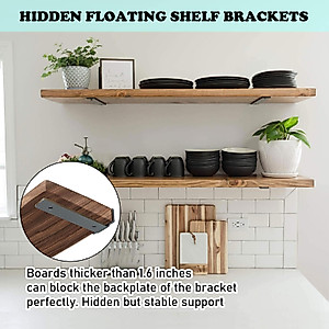 Heavy Duty Floating Shelf Brackets - 1/5 Inch Thick Industrial Black Metal L Brackets, Premium Solid Steel Shelf Supports for Shelves - 5 Inch Heavy Floating Shelves Hardware (6Pcs)
