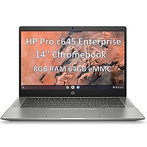 HP Pro C645 Chromebook Enterprise 14” HD WLED (AMD Dual-Core Athlon 3050C, 8GB RAM, 64GB eMMC SSD) Narrow Bezel Business Laptop, B&O Audio, 2 x USB-C, HDMI, 3-Cell 58whr, Silver, Chrome OS - 2022