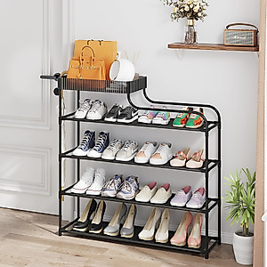 Sywhitta 4-Tier Free Standing Shoe Rack With Storage Boxes - High Capacity Organizer for Corridor, Living Room, Balcony, Bedroom