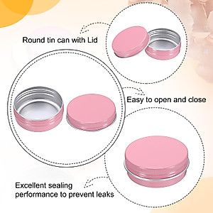uxcell 1 Oz Tin Cans, 20 Pcs Aluminum Round Tins, Travel Sized Small Metal Tins Cosmetic Sample Containers with Screw Lid for Lotion Bars Beard Balms Candles, Pink