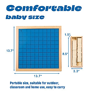 Montessori Toys for 3+ Year Old Hundred Board, Consecutive Counting Numbers 1-100 for Learning & Educational Toy- Math Games Board,Montessori Math Materials for Large Size 13.7" X 13.7 "X 0.4"