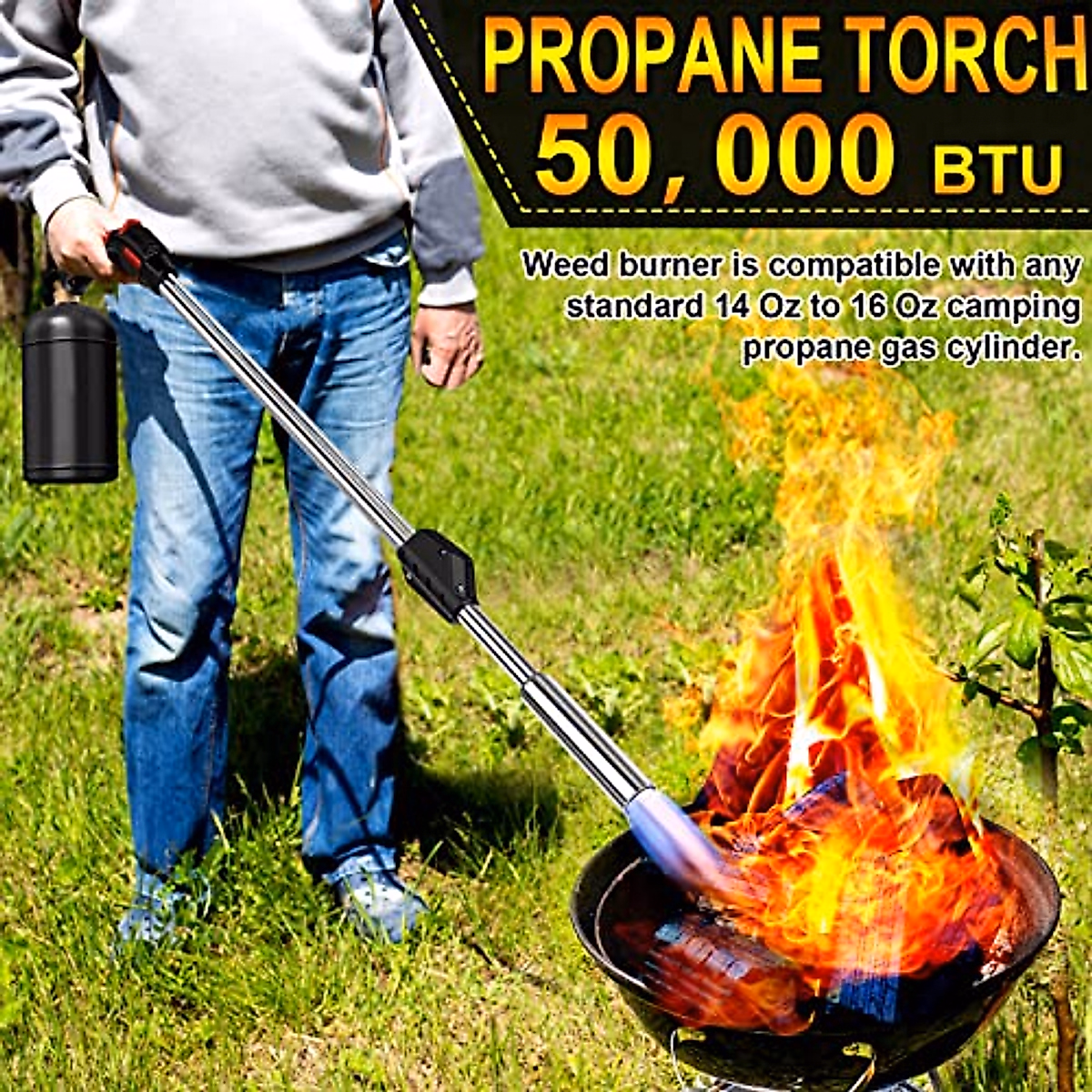 Gtonksye Propane Torch Weed Burner Kit,Blow Torch,Dual-purpose multifunctional gardening outdoor weed torch with push button Igniter and 9.8 ft hose.(Fuel Not Included)