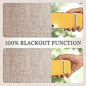 MIULEE 100% Blackout Curtains 72 Inches Long 2 Panels Set for Bedroom Living Room Privacy Linen Black Out Thermal Insulated Rod Pocket Room Darkening Burlap Window Drapes, W52 x L72, Beige