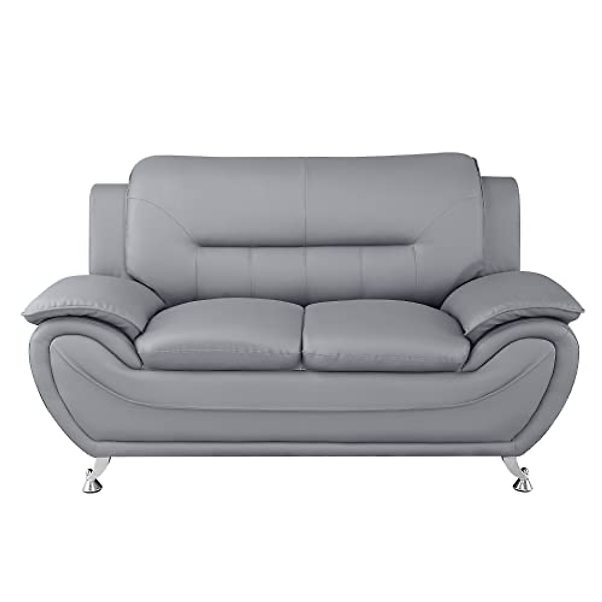 US Pride Furniture Michael Collection Modern Style Faux Leather Versatile Couch for Living Room, Bedroom or Office-Comfortable Design and Elegant Look, Loveseat, Sofa, Cloud Grey