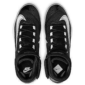 Nike Men's Alpha Huarache Elite 4 Mid Baseball Cleats (15 US, Black/Dark Smoke Grey/Light Smoke Grey/White)