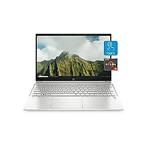 HP Pavilion 15 Laptop, AMD Ryzen 5 5500U, 8 GB RAM, 512 GB SSD, 15.6” HD Touchscreen, Windows 10 Home, Thin, Lightweight Computer with Webcam, Business, Study, & Entertainment (15-eh1010nr, 2021)