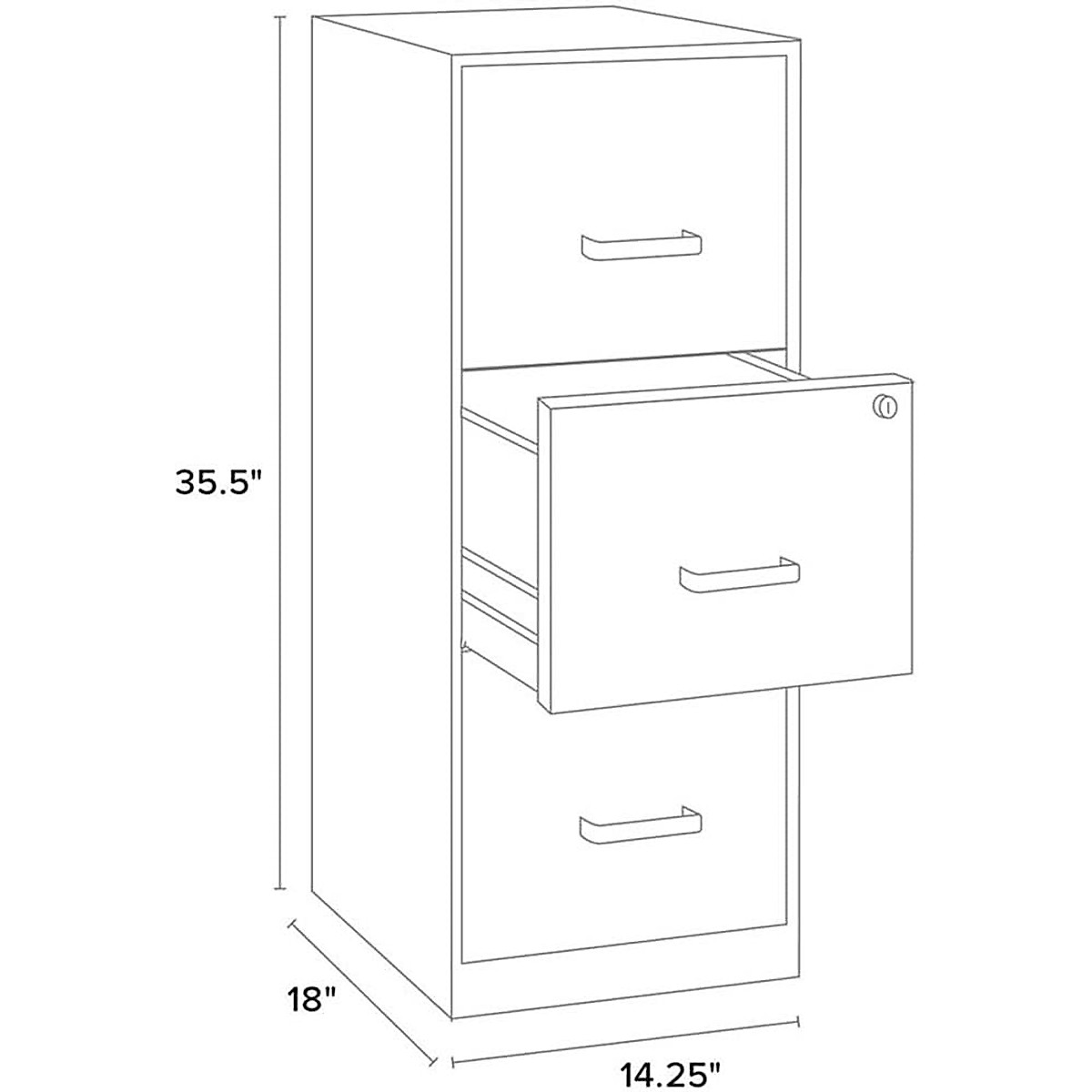 Scranton & Co 3 Drawer Metal Vertical File Cabinet with Lock Arctic Silver