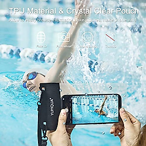 YUMQUA Large Waterproof Phone Pouch 2 Pack, IPX8 Waterproof Cell Phone Case Dry Bag Compatible with iPhone 14 13 12 11 Pro Max/8 Plus Galaxy S23 Ultra S22 S20+ Pixel 4 XL Up to 7.5", Black