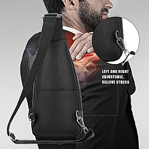 Eshow leather Sling Bag Chest Bag for Men Shoulder Bag Crossbody Backpack Casual Bag Pack Multipurpose
