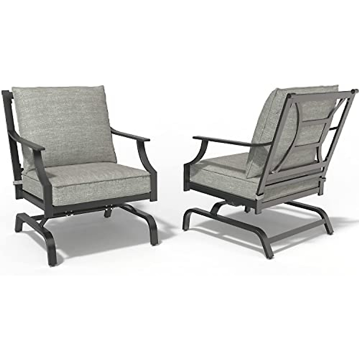 Grand patio 2 PCS Patio Furniture Sets Patio Chair Set Metal K/D Chat Set with Grey Cushions,Matched with Different Types of Tables