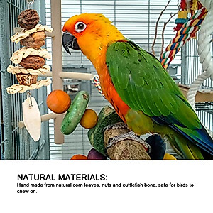 Zerodis Corn Leaf Nut Chew Toy,Bird Chewing Toy Bird Cage Gnawing Toy with Stainless Steel Hook Corn Leaf Nut