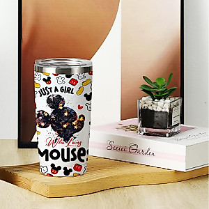 Inspired Cartoon Mouse Tumbler - Magic Mouse Lovers Coffee Mug, Animal Themed Gifts for Women, Girls, Niece - Friendship Birthday Christmas 20 oz Stainless Steel Travel Thermos Insulated Cup