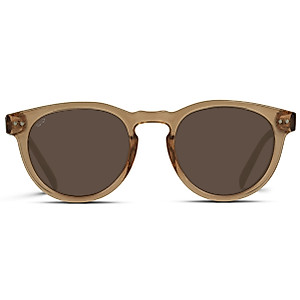 WearMe Pro Polarized Classic Round Retro Women's Sunglasses (Light Crystal Brown/Brown Lens)
