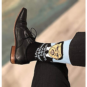 Balanced Co. Dwight You Ignorant S. Dress Socks Michael Scott Socks Funny Socks Crazy Socks Casual Socks (Black/Light Blue)